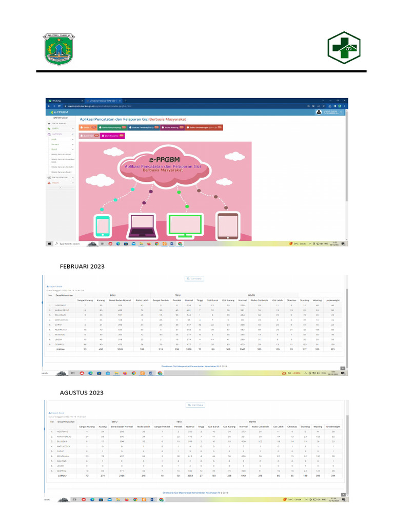 Bukti Pelaporan Stunting Melalui Aplikasi E-Ppgbm | PDF