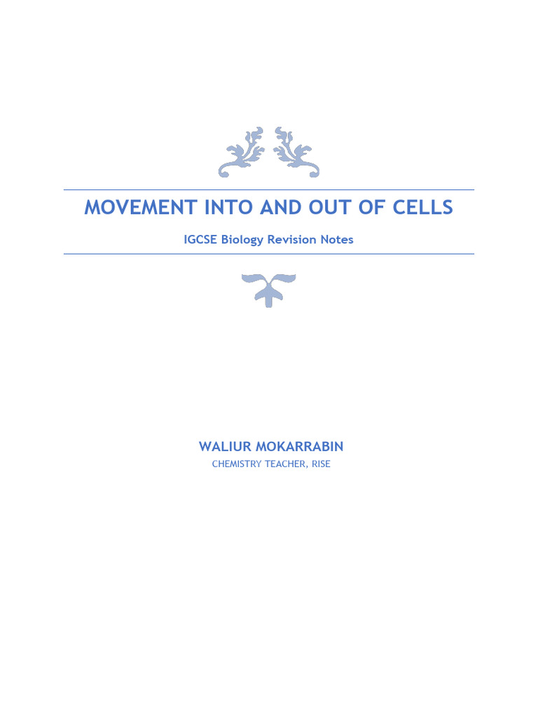 3 - Movement Into and Out of Cells | PDF | Osmosis | Diffusion