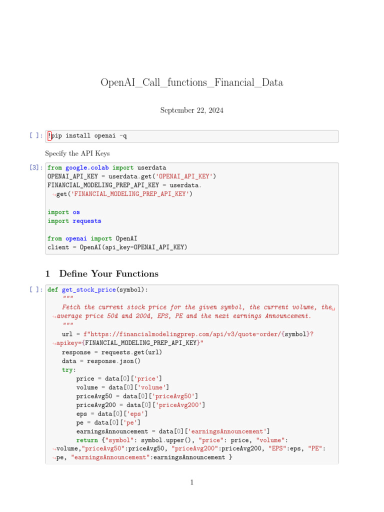 OpenAI Function Calling For Financial Data Retrieval | PDF | Revenue | Parameter (Computer ...