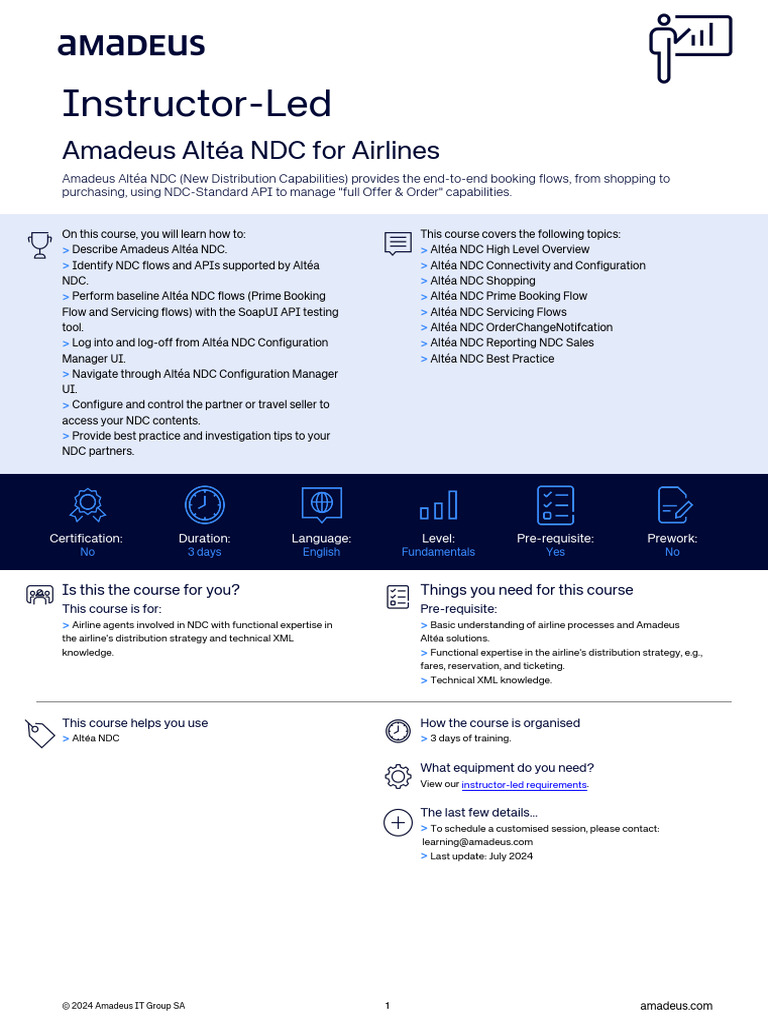 Amadeus Altéa NDC Training Course | PDF | Information Technology ...
