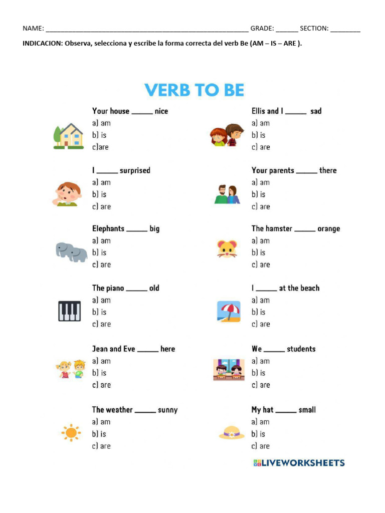 Ejercicios de Adjetivos y Verb to Be | PDF