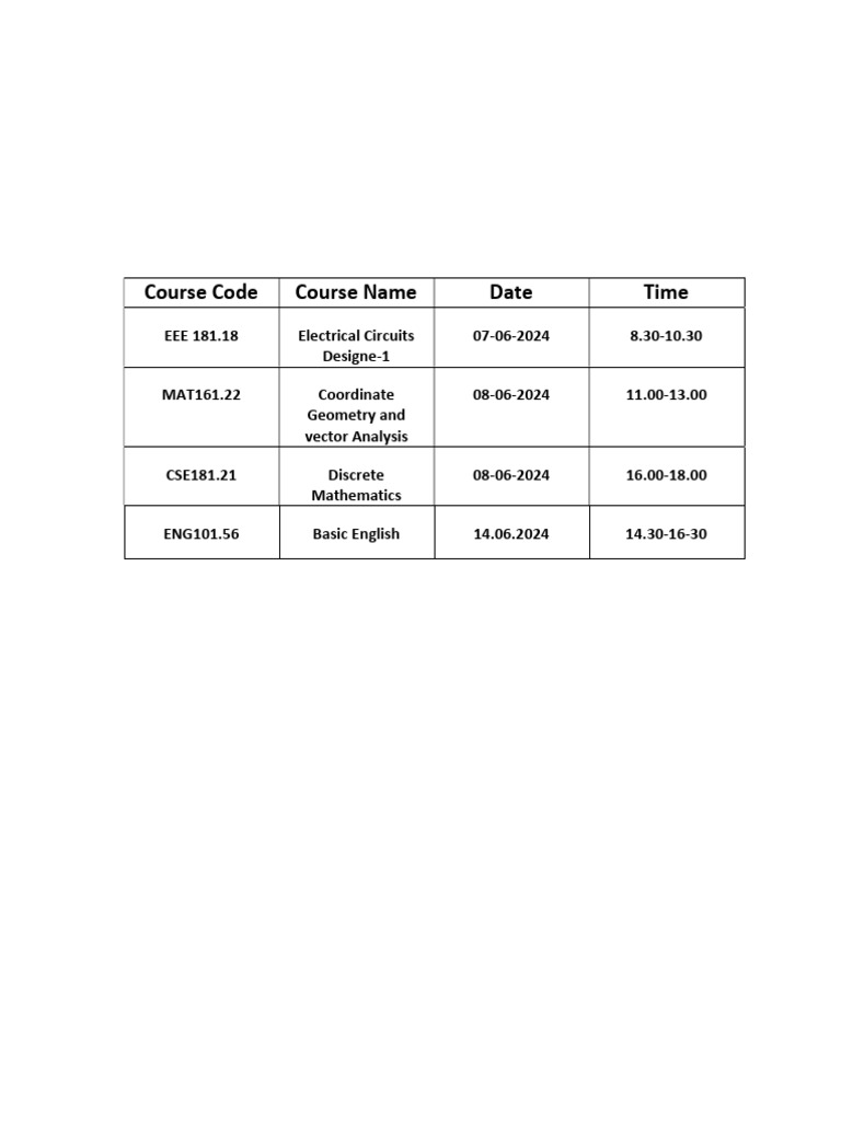 3rd Semester Exam Routine | PDF
