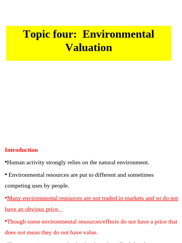Topic 4' Environmental Valuation | PDF | Valuation (Finance) | Market ...
