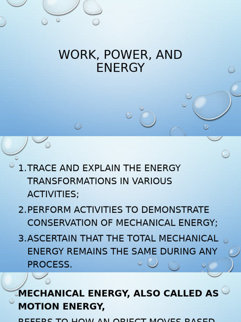 Work, Power, and Energy | PDF | Potential Energy | Kinetic Energy