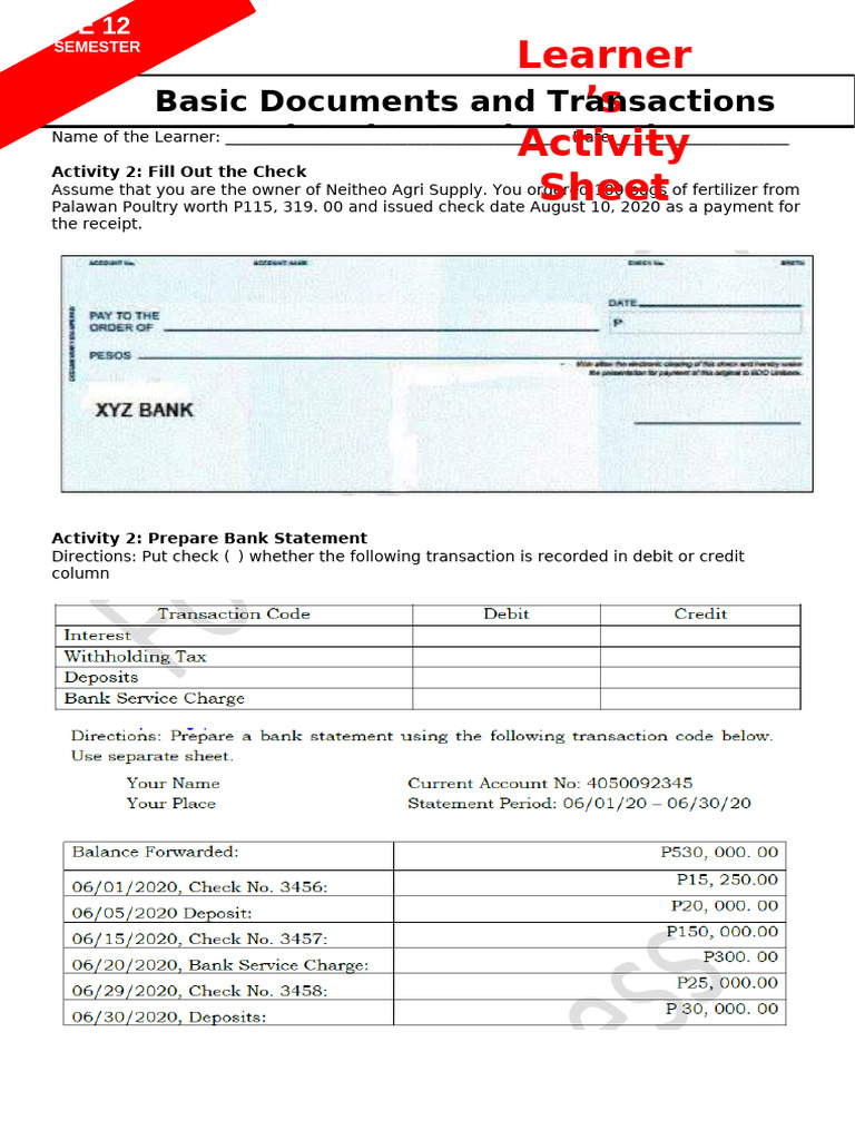 FABM Module 9 Answer Sheet | PDF