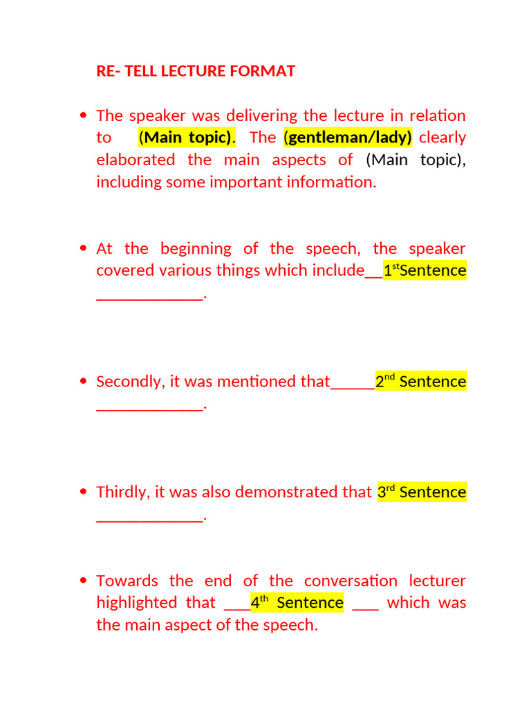 004-Retell Lecture Format | PDF