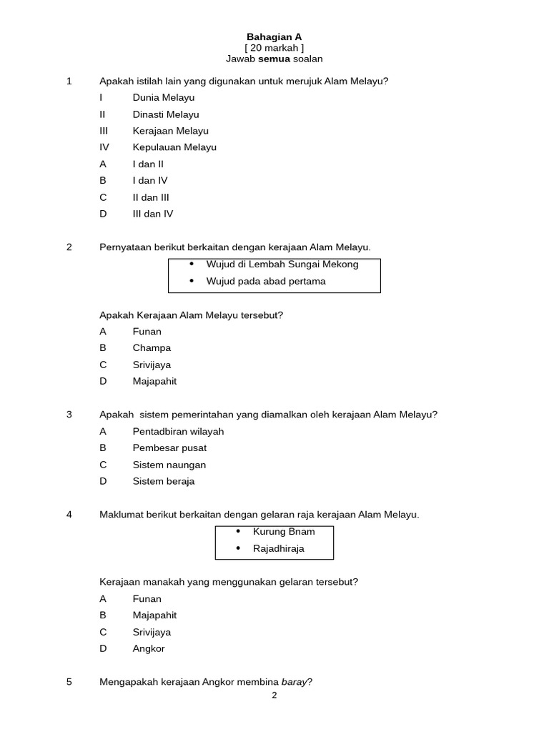 Uasa Sejarah Ting 2 2024 | PDF