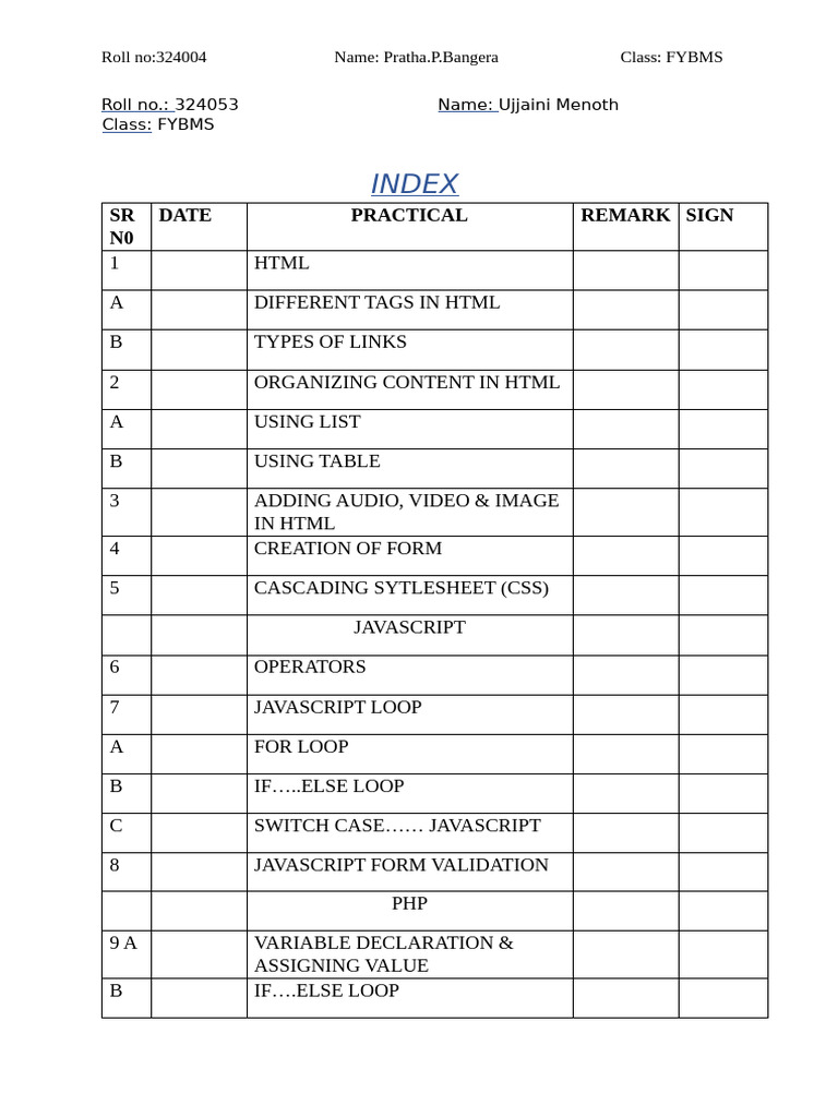 Final Practical of Web Designing | PDF | Html | Html Element