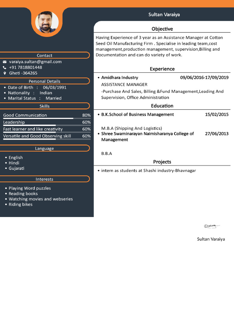 Sultan Varaiya Resume Apna | PDF
