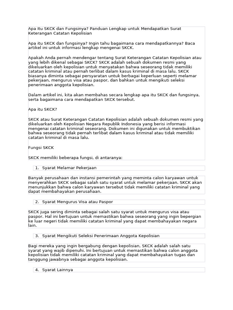 Panduan Lengkap Mendapatkan SKCK | PDF