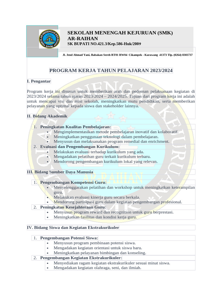 Program kerja sekolah | PDF