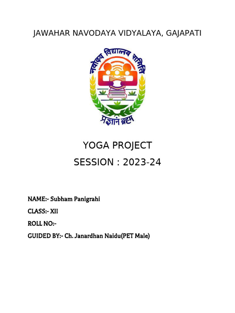 Yoga Project Cover Page 2023-24 | PDF | Yoga | Asana