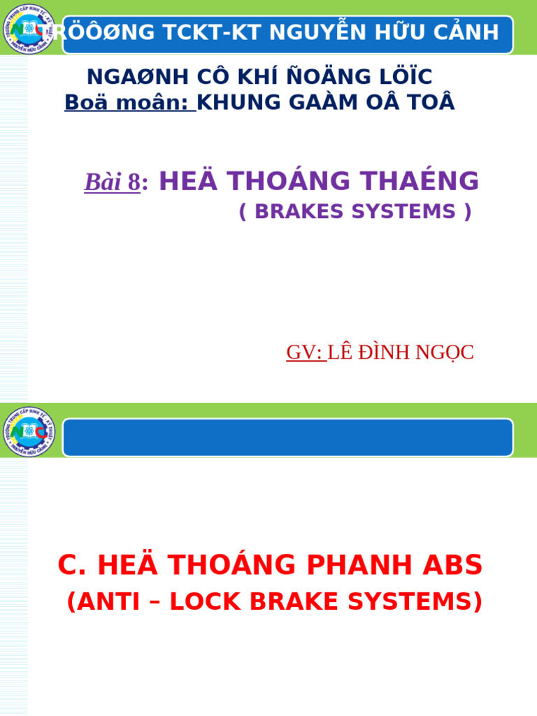 Bài 8 - Hệ Thống Phanh ABS | PDF