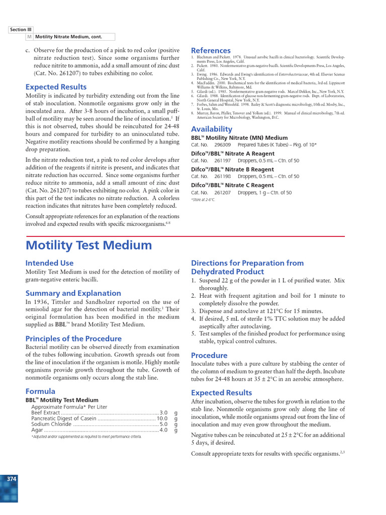 Motility-Test-Medium | PDF | Growth Medium | Acid
