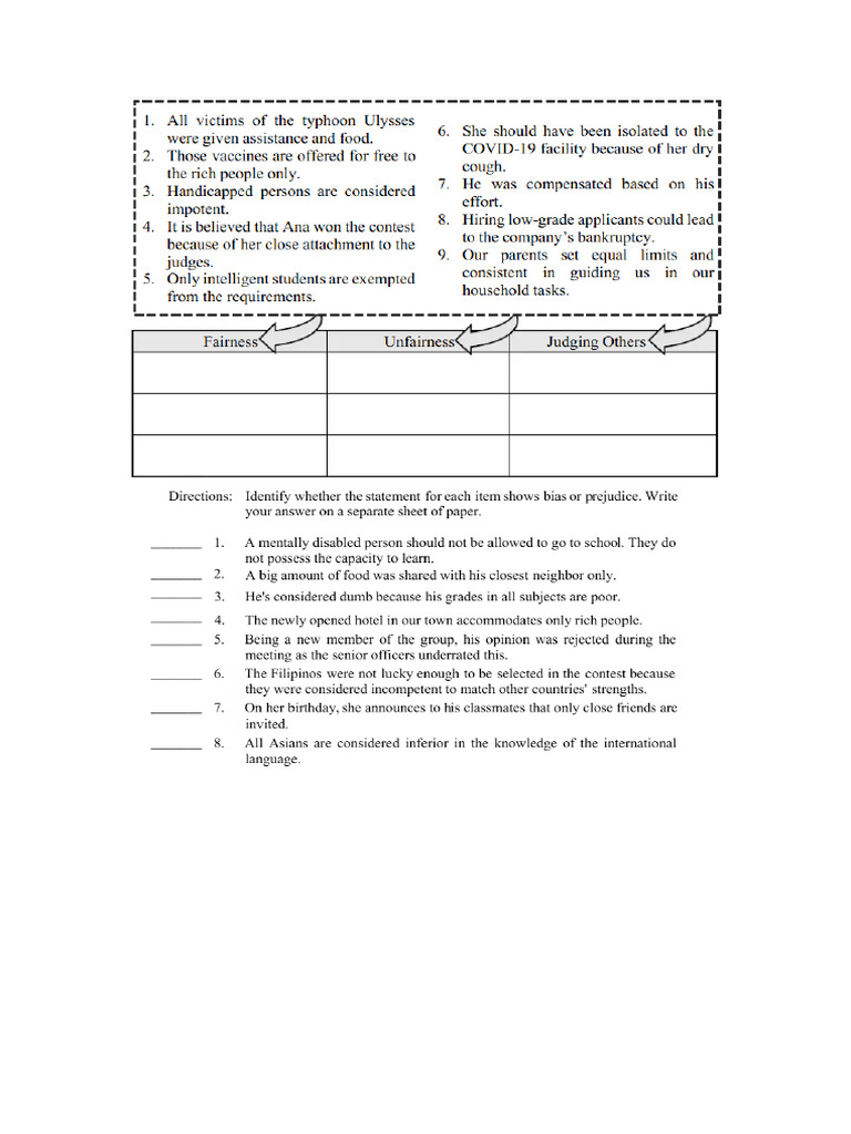 Grade 9 Activity Sheets | PDF