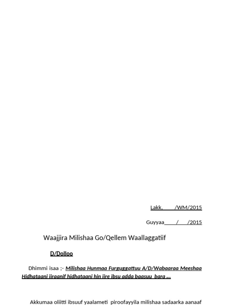 1111 Unkaa Waarannaa Milishaa Ittiin Guutamuu Kan Bara 2015 | PDF