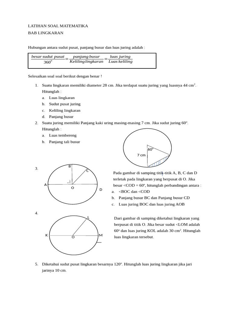 Latihan Soal Lingkaran | PDF