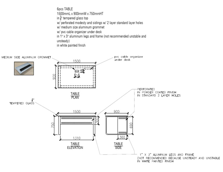Table Specs Aluminum Framelegs Not Recommende - Final | PDF