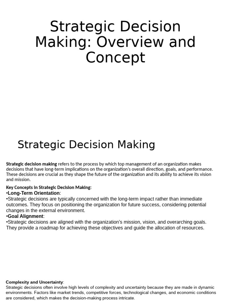 Strategic Decision Making | PDF | Strategic Management | Goal