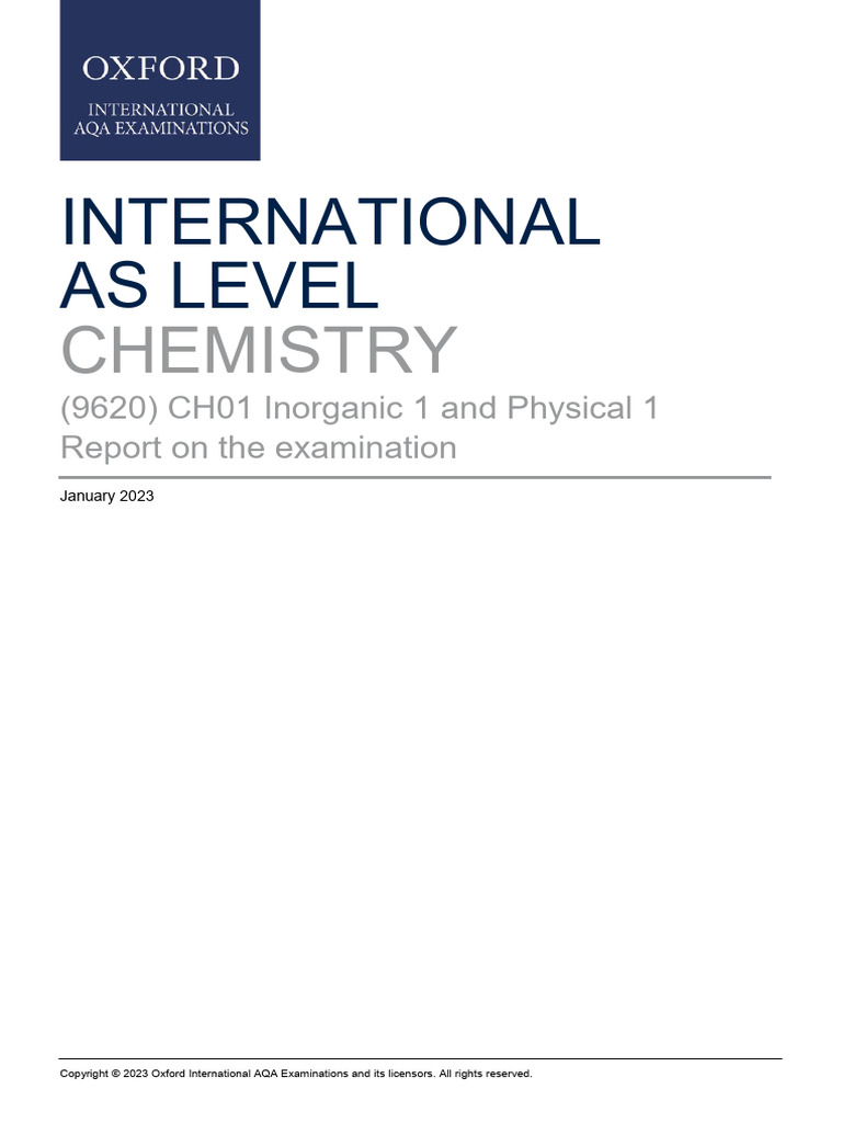 OxfordAQA 9620 CH01 WRE Jan23 Unit1 Report On Examination | PDF | Chemical Bond | Molecules