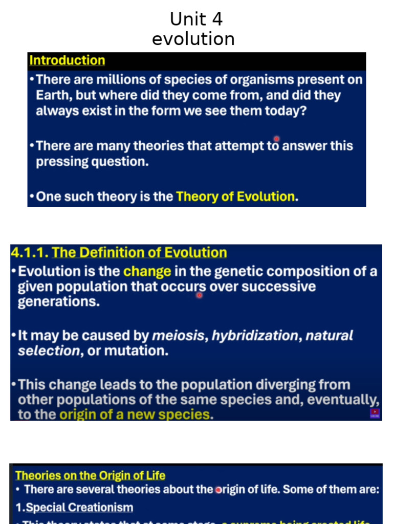 U 4 Evolution Grade 12 Biology | PDF