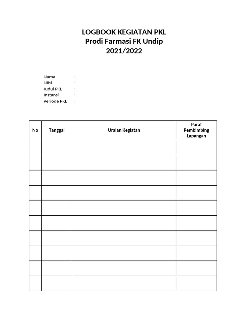 Logbook Kegiatan PKL | PDF
