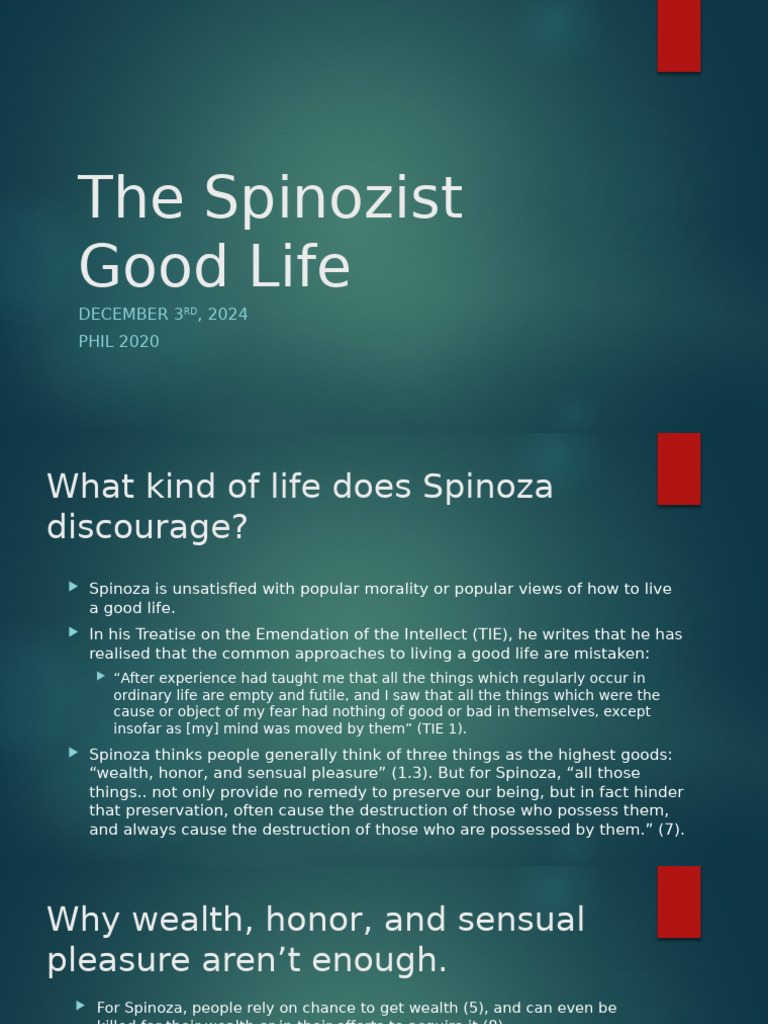 The Spinozist Good Life | PDF | Baruch Spinoza | Mind