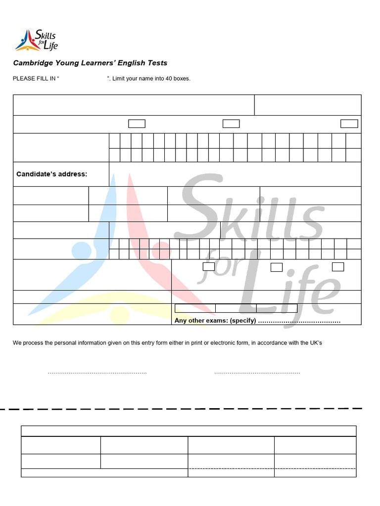 Cambridge Young Learners Exam Registration | PDF | Qualifications
