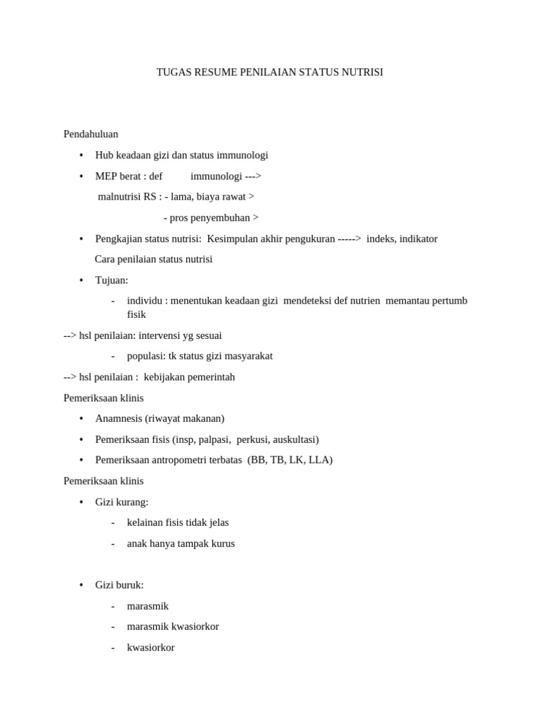 RESUME PENILAIAN STATUS NUTRISI | PDF