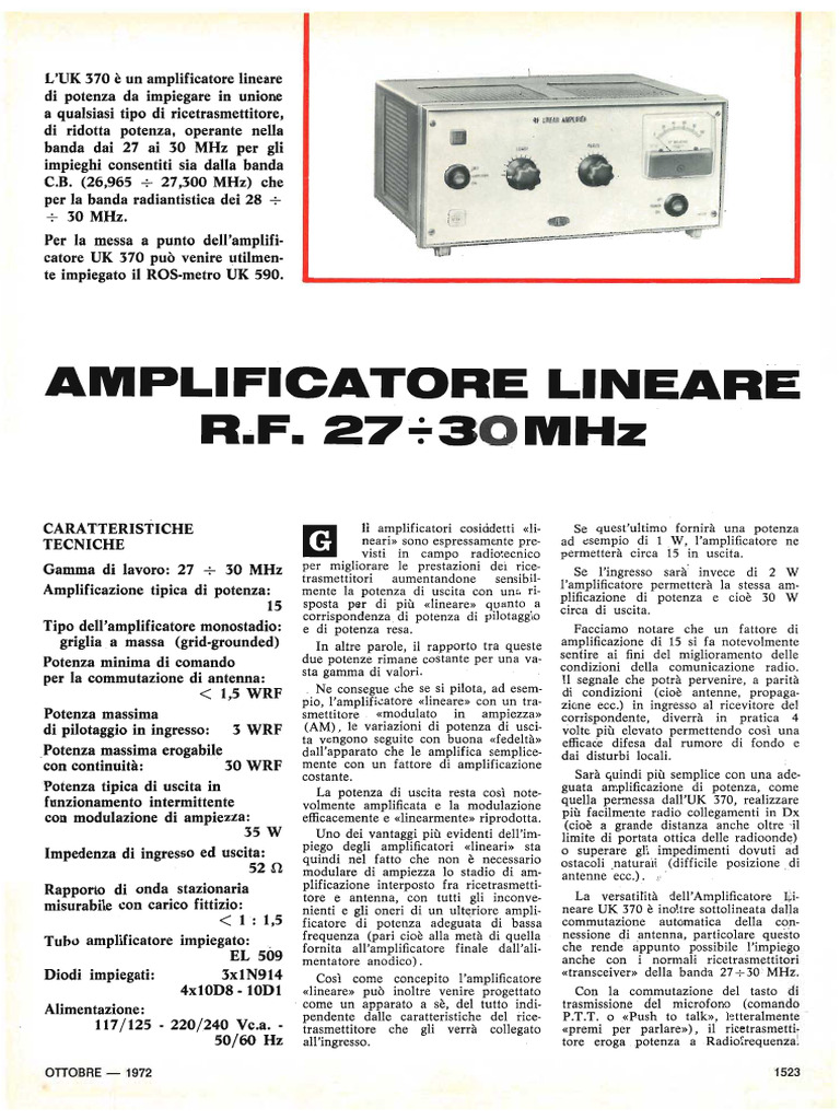 Amtron UK370 - CB Linear Amplifier | PDF