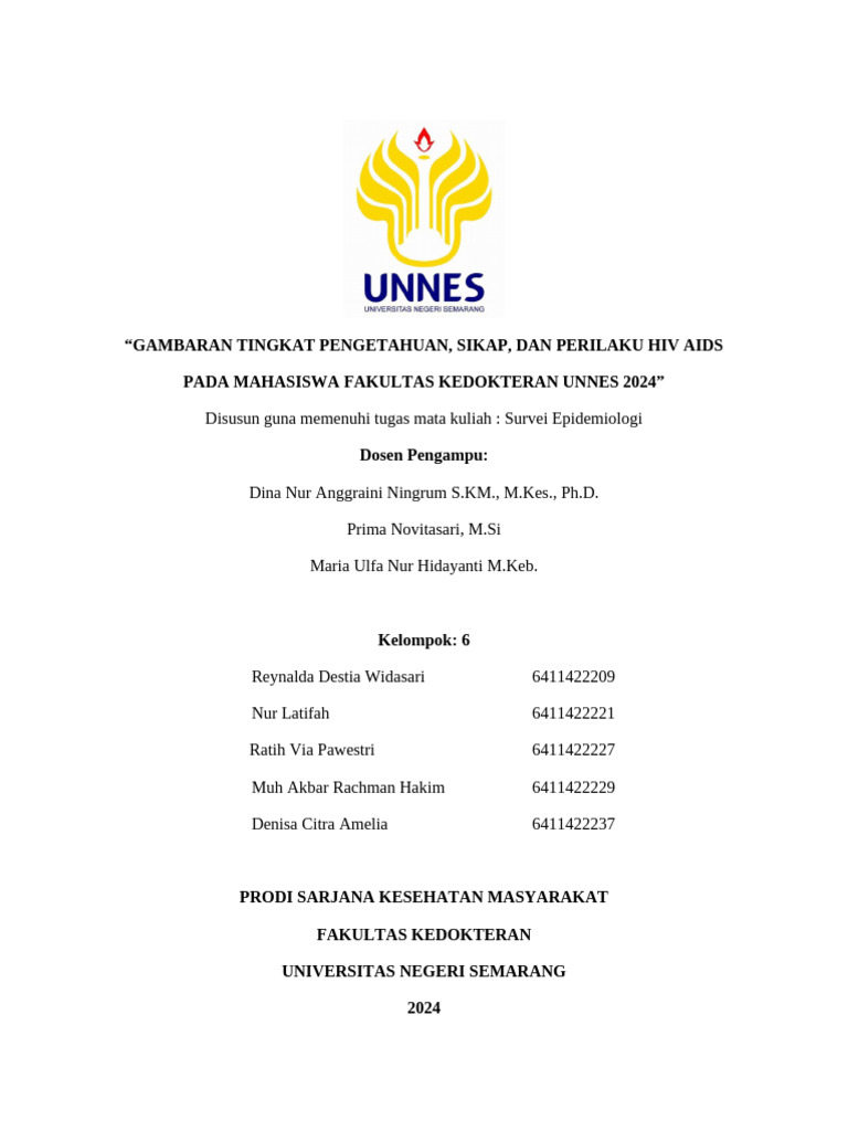Pengetahuan HIV/AIDS Mahasiswa FK UNNES 2024 | PDF