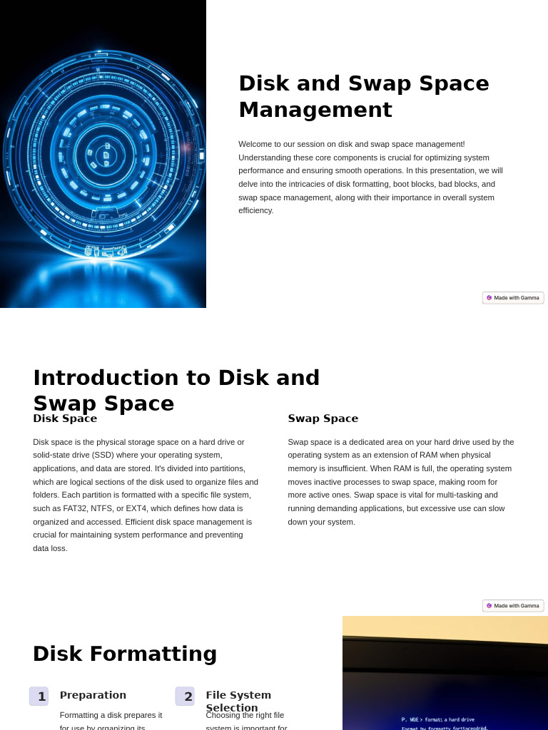 Disk and Swap Space Management | PDF | Booting | File System