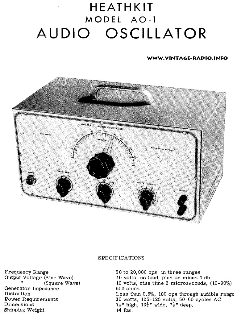 Heathkit AO-1 Audio Oscillator (Schematic) | PDF
