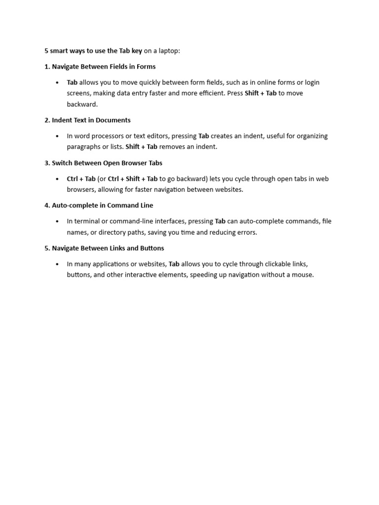 Laptop Tab Key Tips for Efficiency | PDF