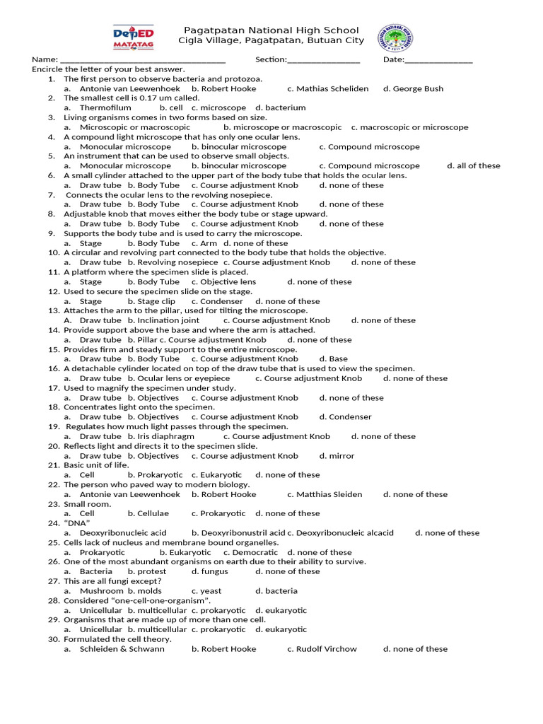 Grade 7 Science 2nd Quarter | PDF | Cell (Biology) | Prokaryote
