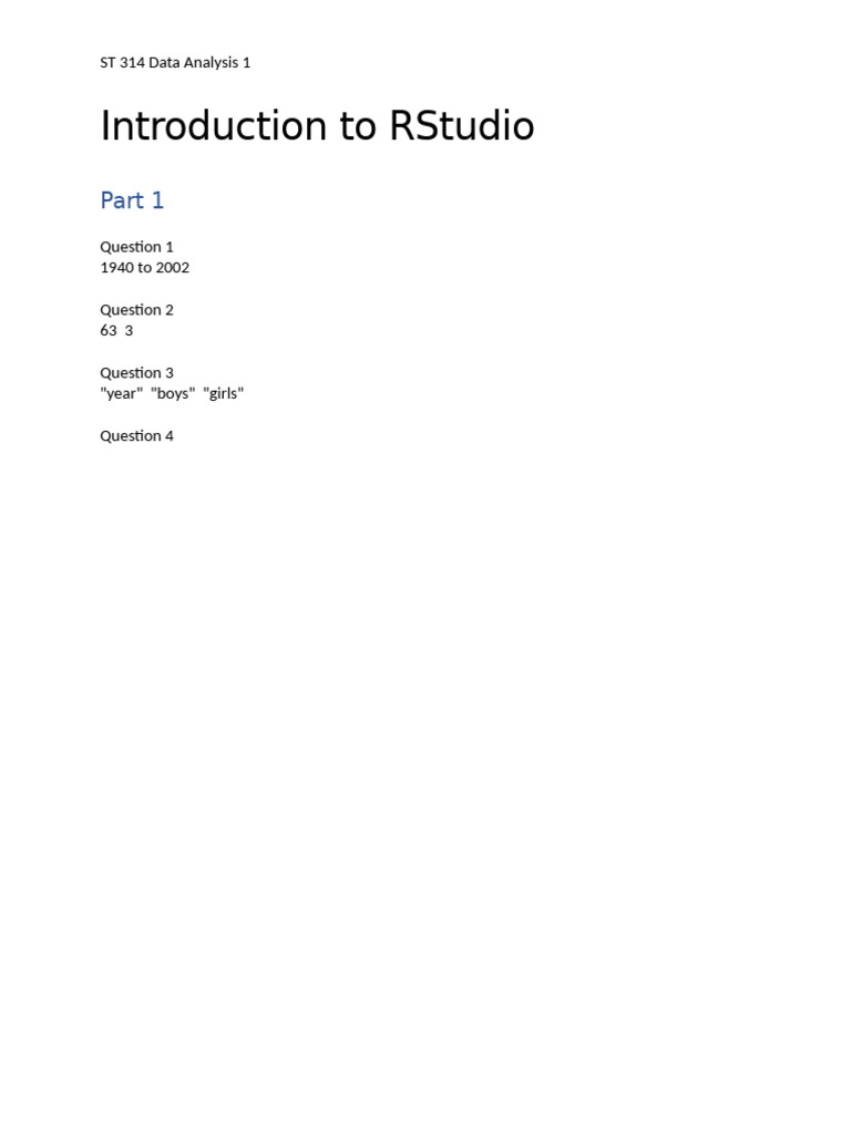 DA 1 - Intro To RStudio | PDF
