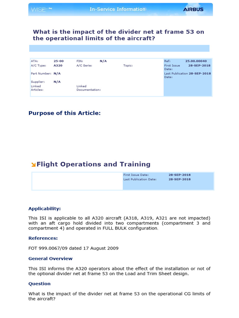 A320 Cargo Divider Net Impact | PDF | Aircraft | Jet Aircraft