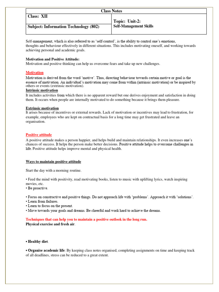 Employability Skills Class XII Unit 2 Notes | PDF | Personality ... Employability Skills Class XII Unit 2 Notes | PDF | Personality ...