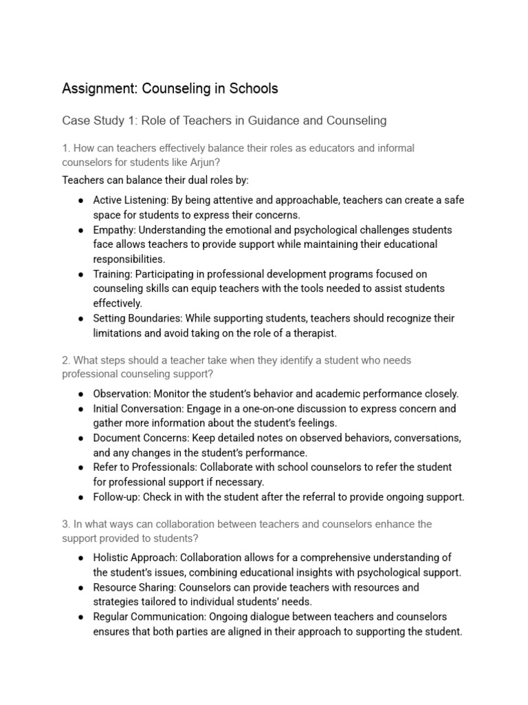 Assignment Counseling in Schools | PDF | Psychotherapy | Stress Management