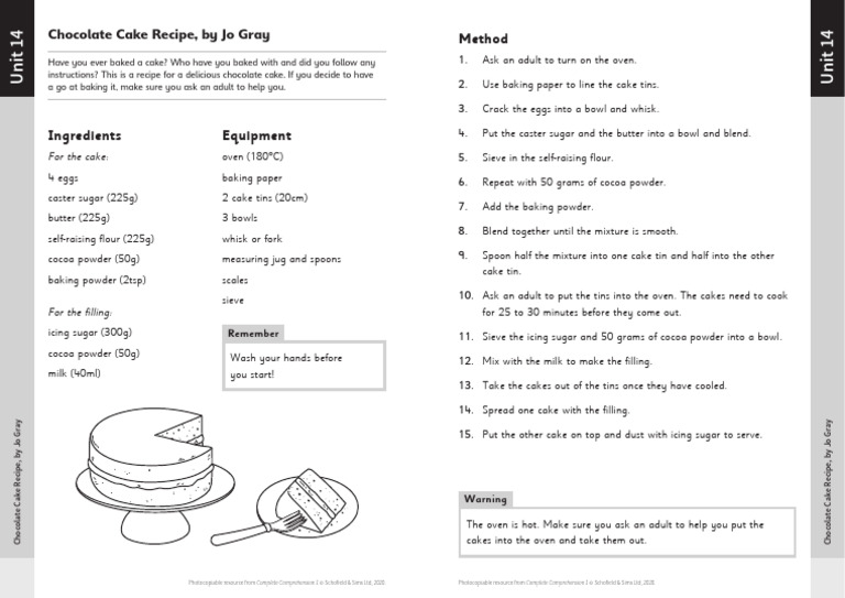 Comprehension Texts Year 1 Unlocked Pages 16 | PDF | Cakes | Baking