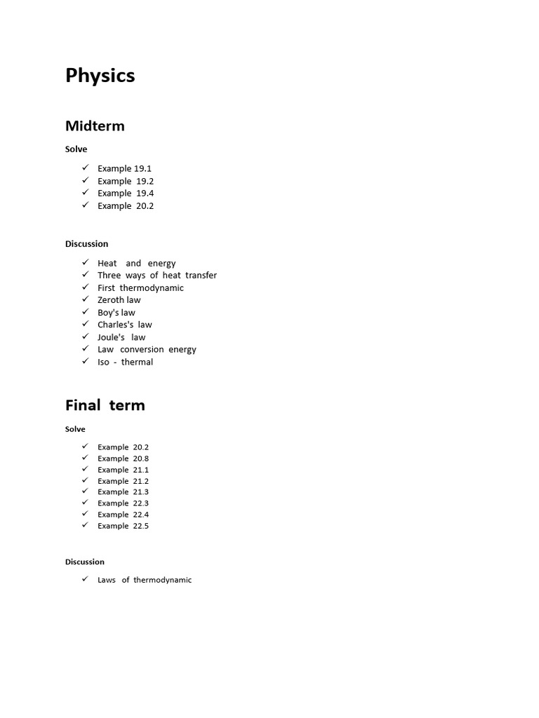 Physics Midterm and Final Term Exams | PDF