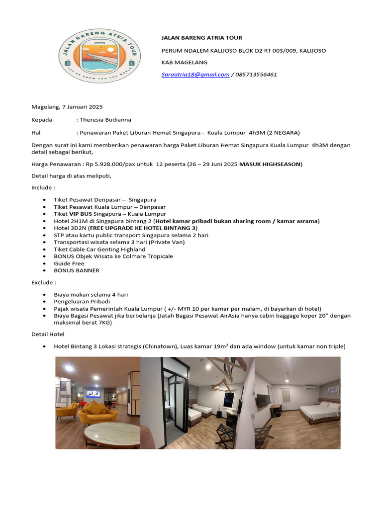 SURAT PENAWARAN PAKET HEMAT SG -KL | PDF