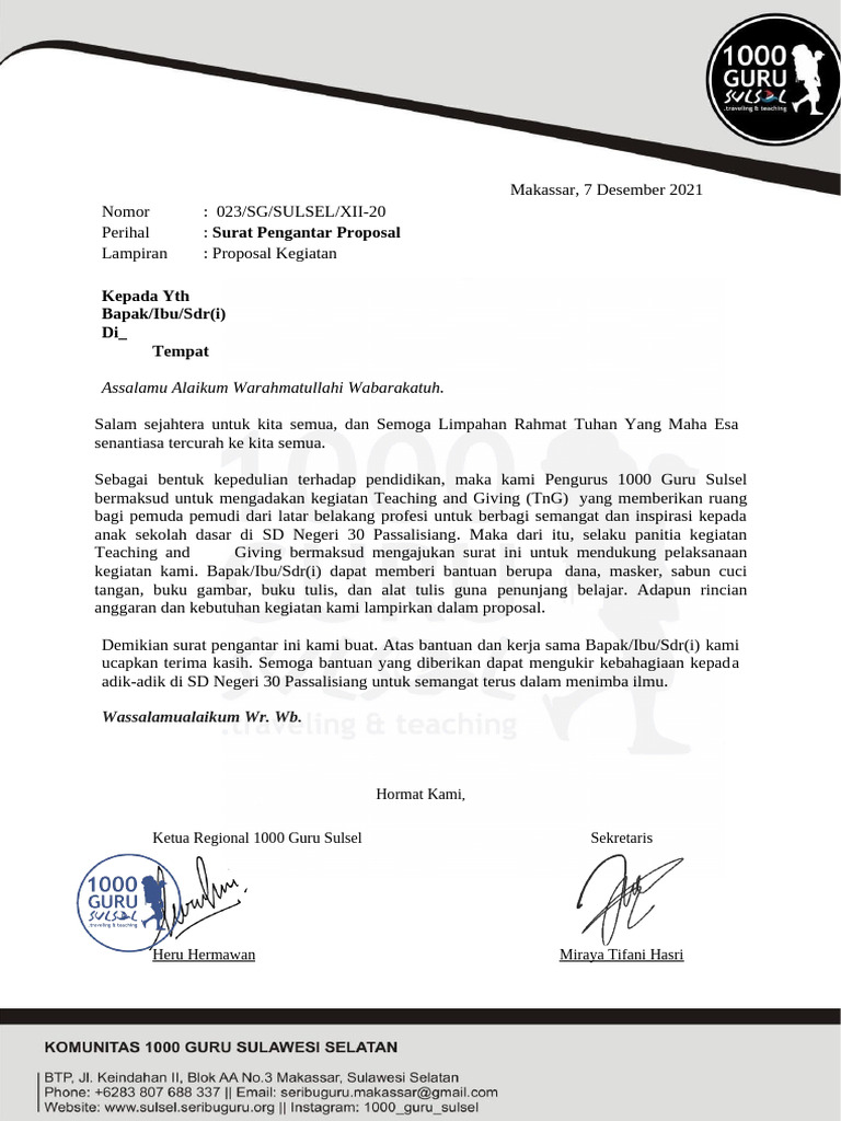 SURAT PENGANTAR PROPOSAL | PDF