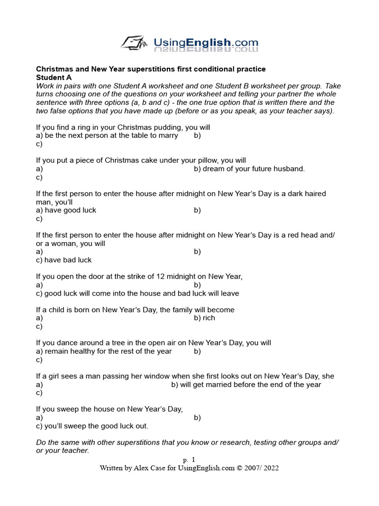 christmas-superstitions-1st-conditional | PDF