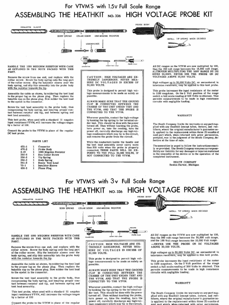 Heathkit 336 High Voltage Probe (Schematic) | PDF