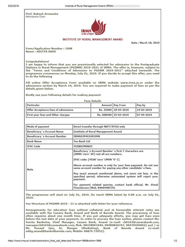 Aditya Offer Letter | PDF | Banks | Private Sector