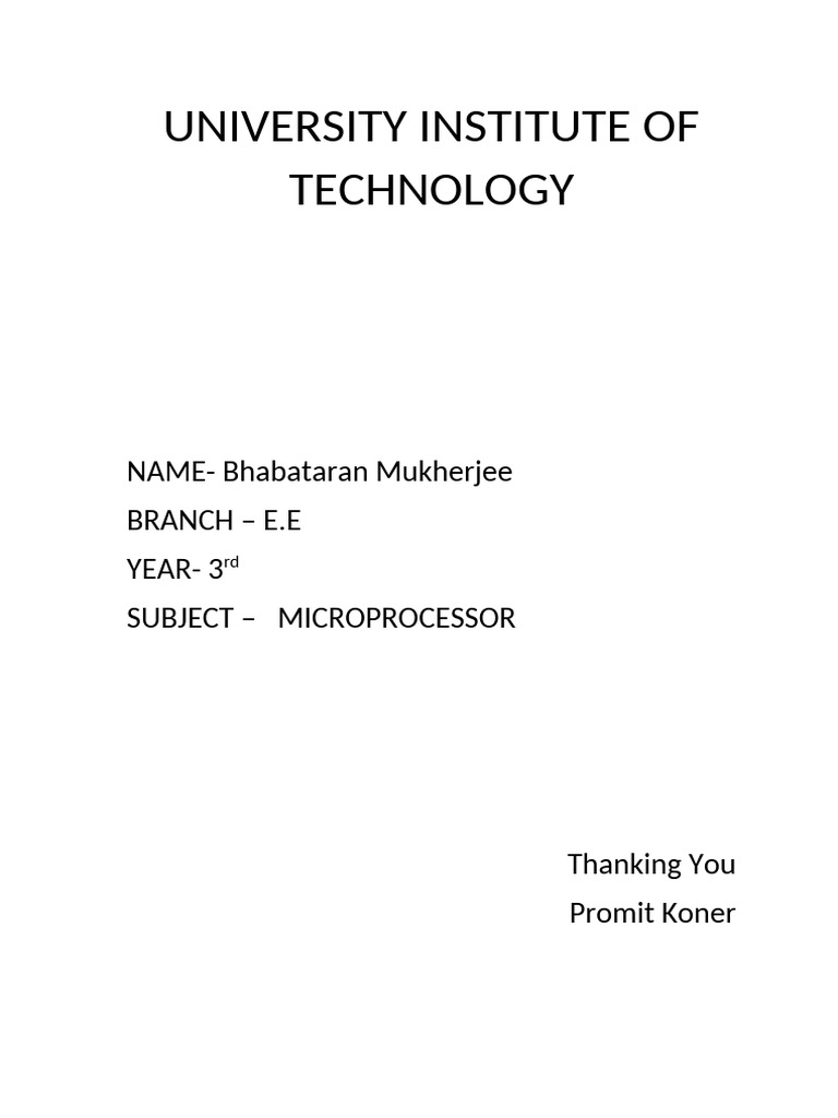 Microprocessor Front Page BM | PDF