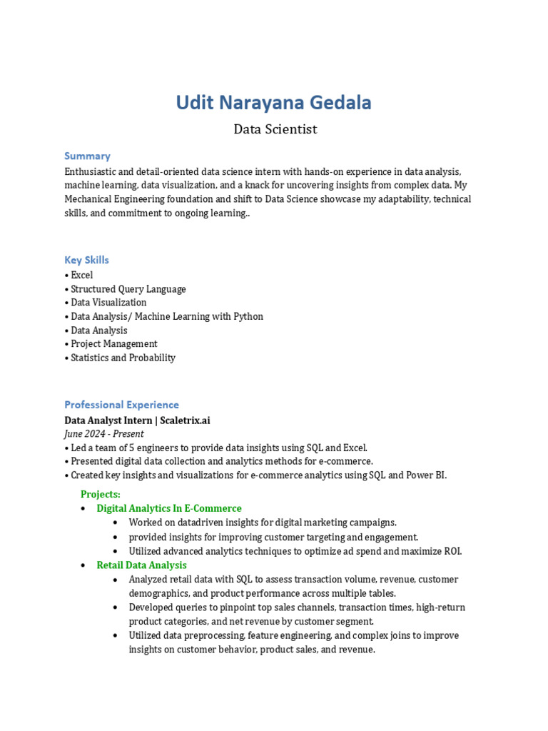 Hirist Udit Narayana Gedala | PDF | Analytics | Data Analysis