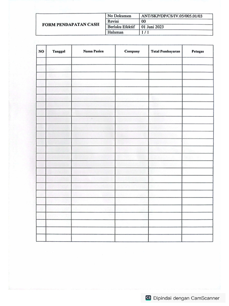 5 DP Form Pendapatan Cash | PDF