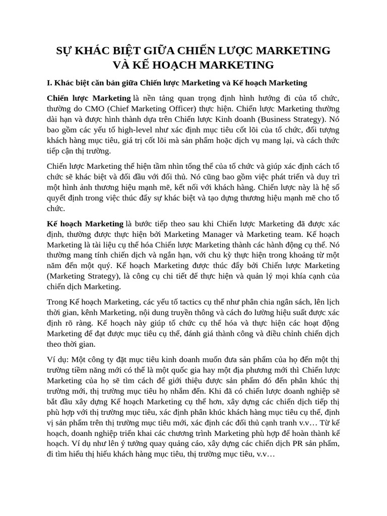 MKT CHIẾN LƯỢC | PDF